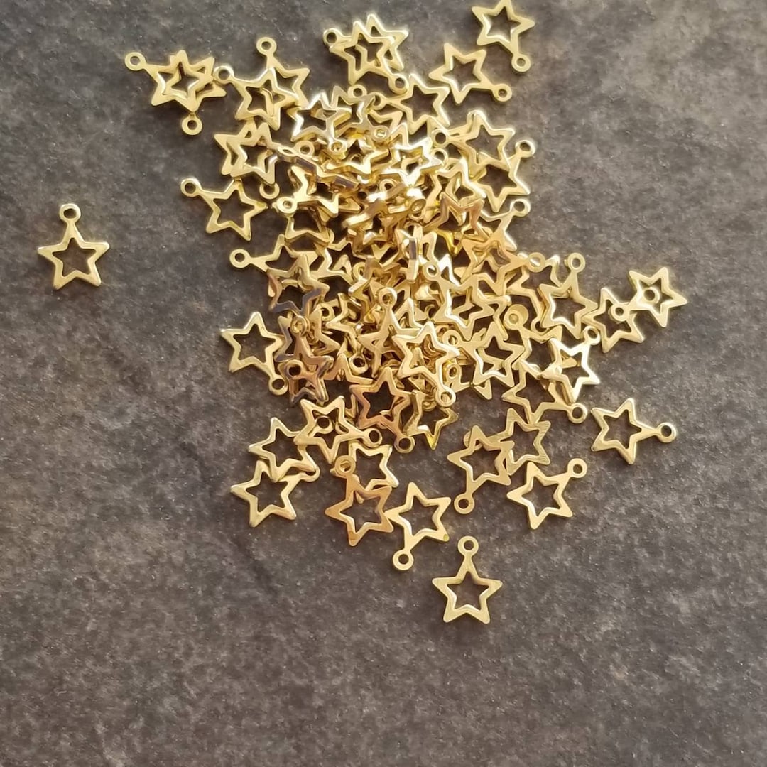 20 Teeny Tiny Gold Star Charms Mini Stars Open Stars Celestial Jewelry ...