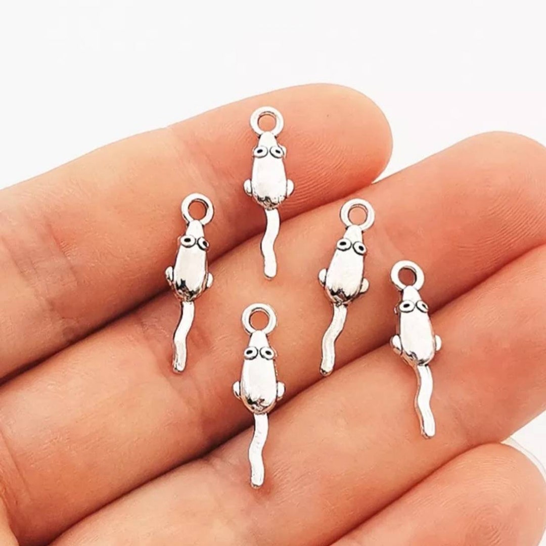 10 Adorable Little Mouse Charms Silver Mice Charms With Long Tails ...