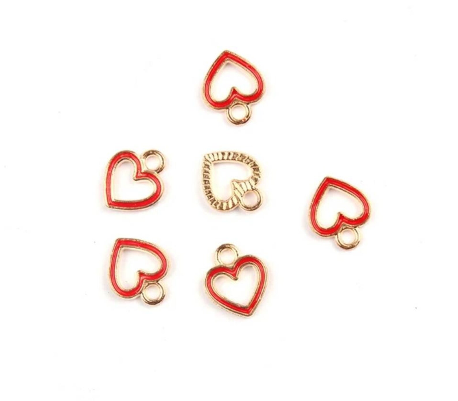 Sweet Mini Open Heart Charms Enamel Colorful Hearts Black | Etsy