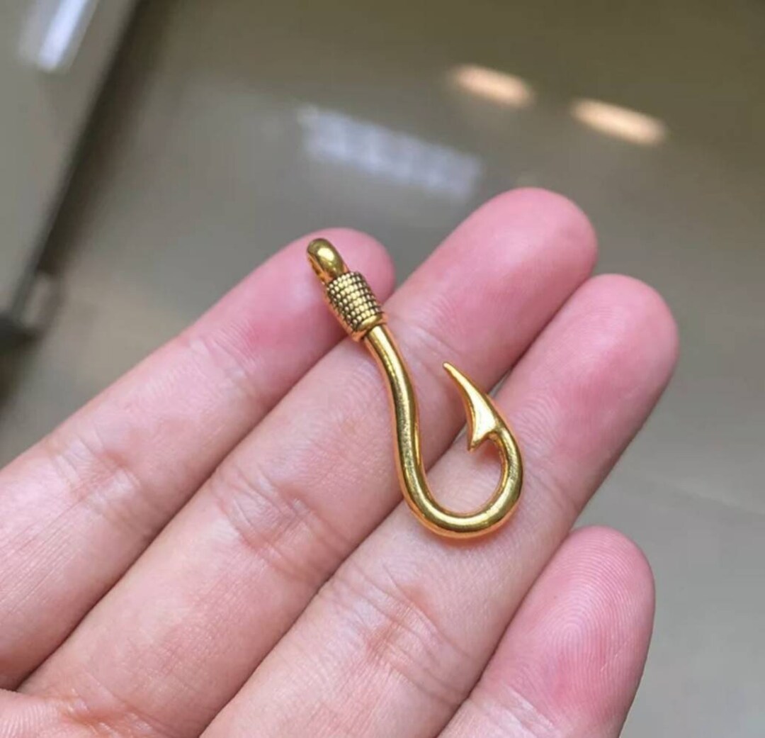 2 Antique Gold Fish Hook Connectors Well Crafted Fish Hook Pendants ...