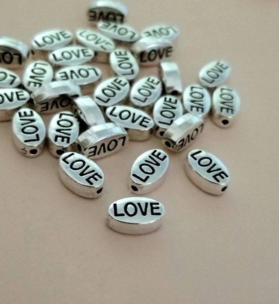 Oval Love Spacer Beads Love Bracelet Charms Small Love Beads - Etsy
