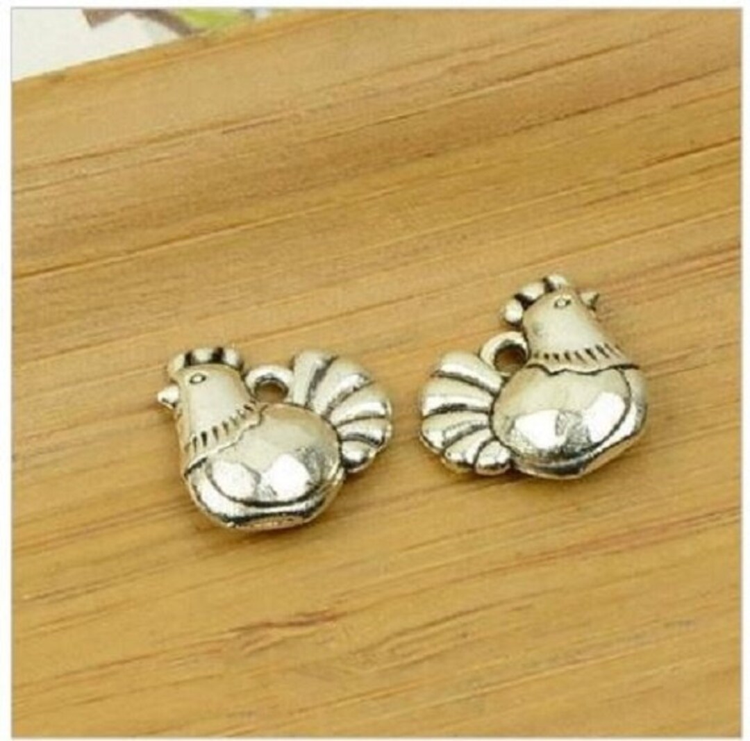 8 Chicken Charms Rounded Double Sided Cute Little Farm Barnyard Animal ...