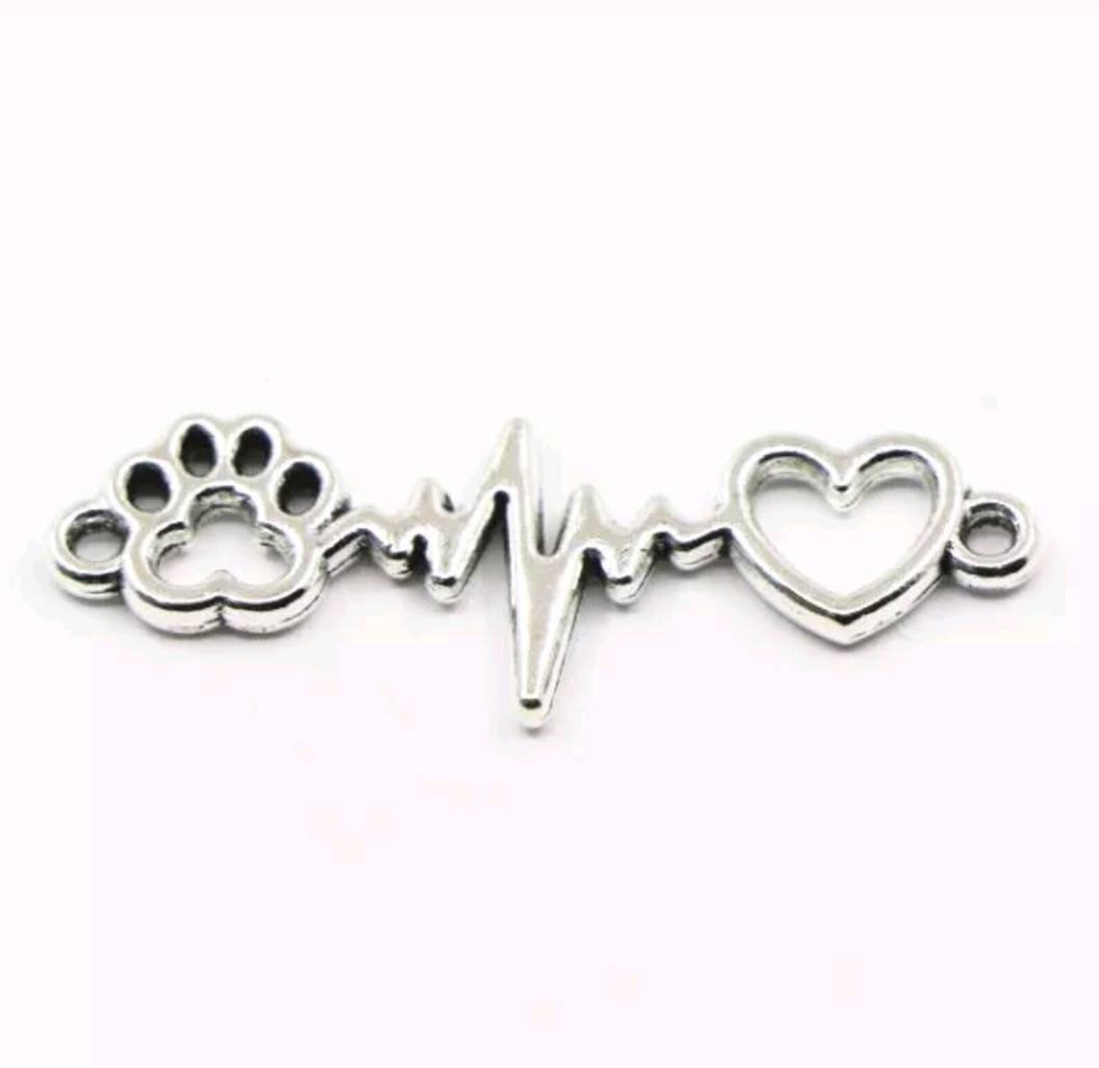 Paw Print Heartbeat Connectors Heart Connector Charms Love My - Etsy