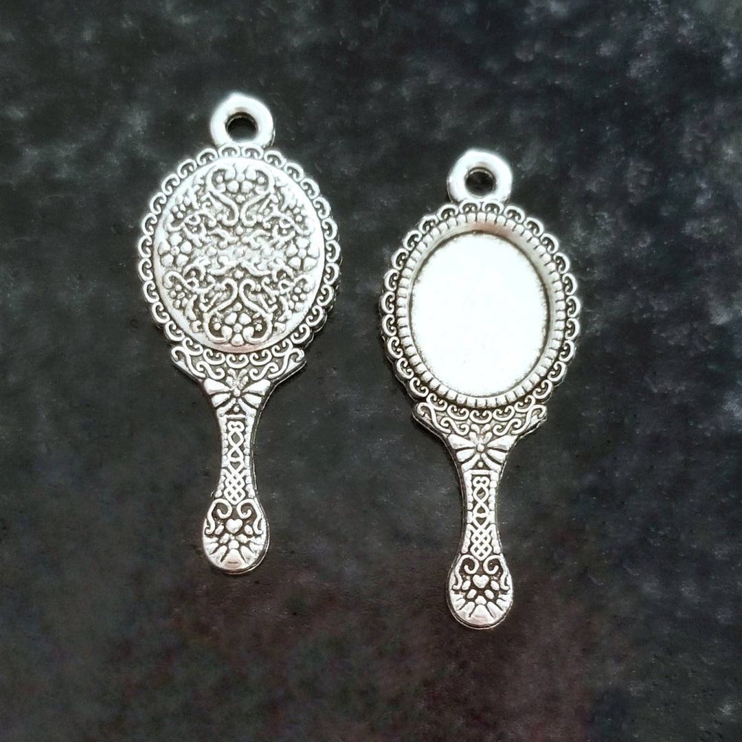 2 Mirror Charms Cabochon Base Photo Frame Does Not Reflect Beautiful ...