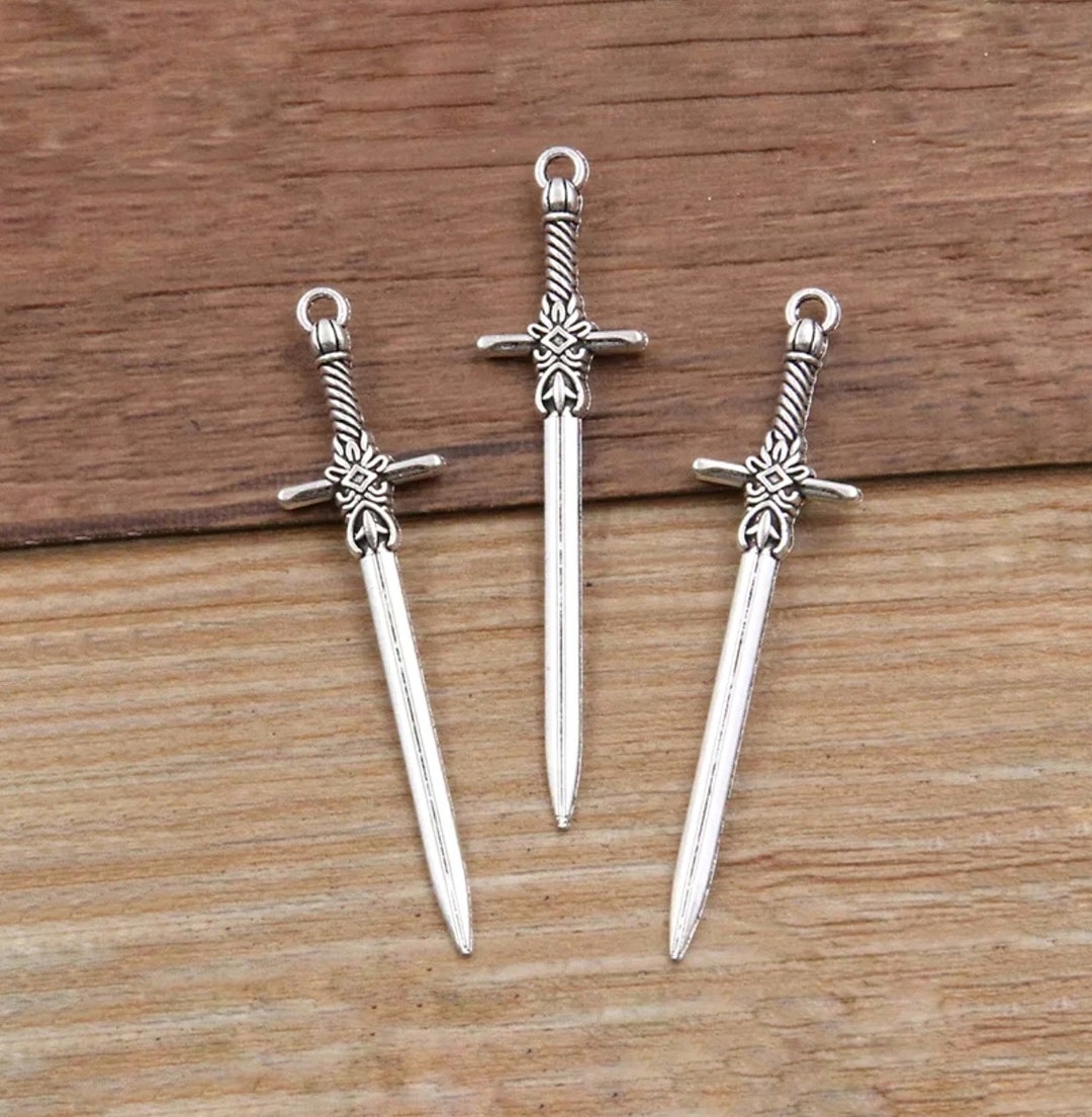 Gorgeous Sword Pendants Long Sword Charms Detailed Double Sided Weapons ...
