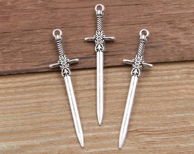 Gorgeous Sword Pendants Long Sword Charms Detailed Double Sided Weapons ...