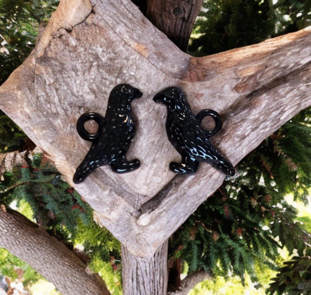 Blackbird Charms 3D Black Crow Charms Raven Charms Small Black Enameled ...