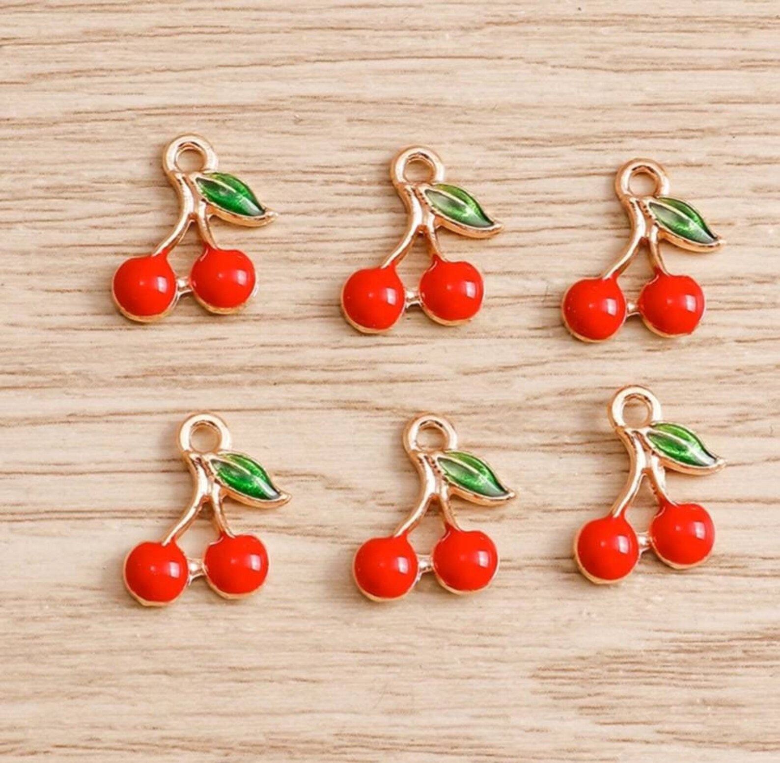 Tiny Enamel Cherry Charms Red Cherry Charms Mini Fruit Charms Cherry ...