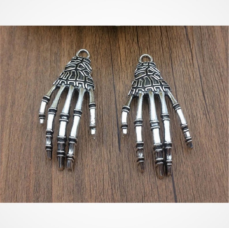Large Skeleton Hand Charms Pendants Halloween Goth Cool Silver Bronze ...