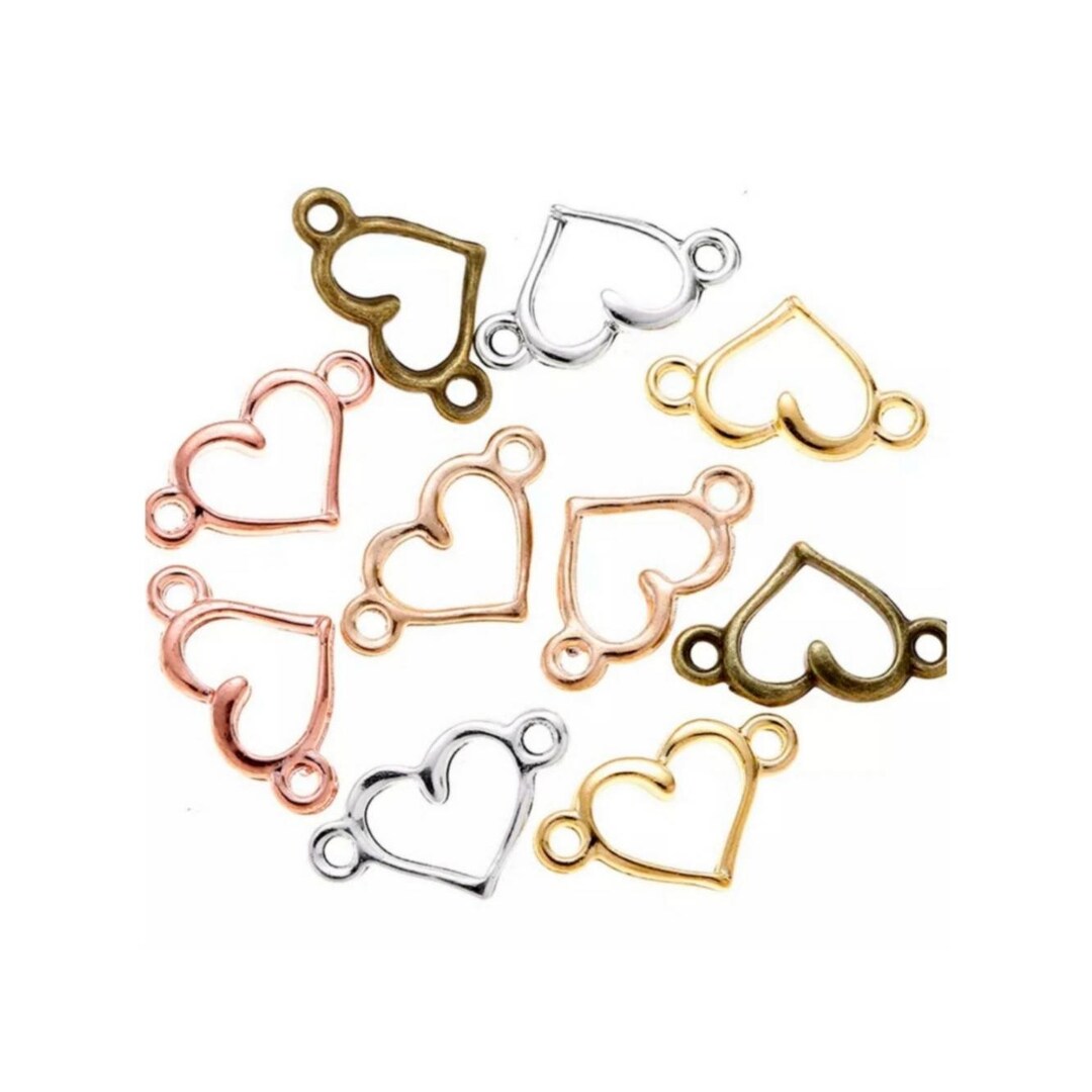 10 Tiny Gold Heart Connectors 5 Colors Mini Heart Connectors Heart ...