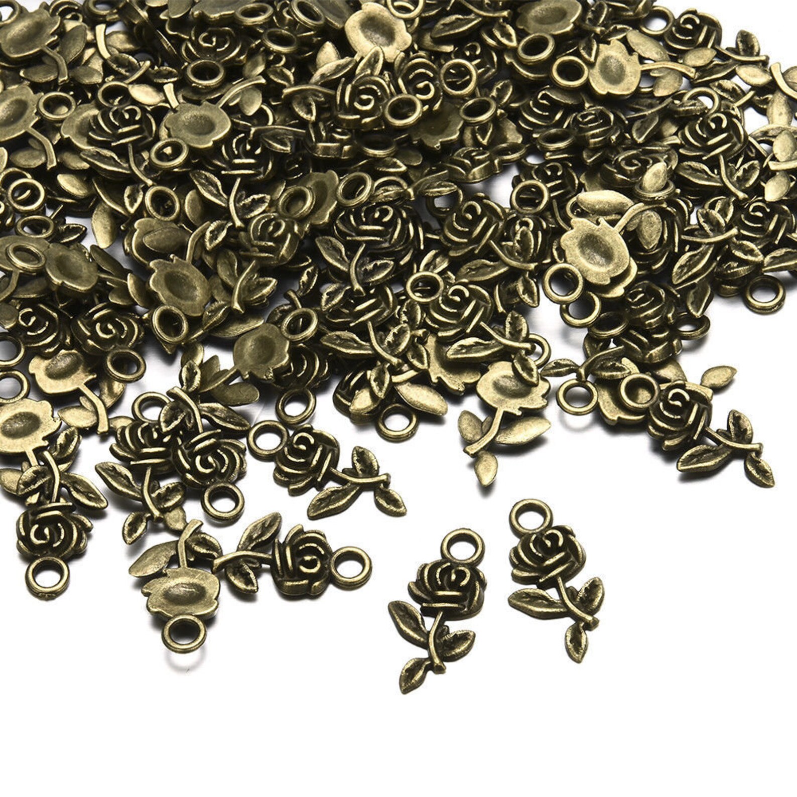 10 Lovely Rose Charms 6 Colors Flower Floral Jewelry Supplies 10x20mm ...