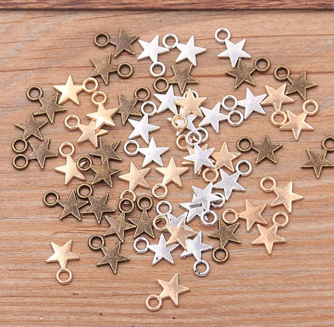 Tiny Star Charms Mini Silver Gold and Bronze Star Charms Star ...