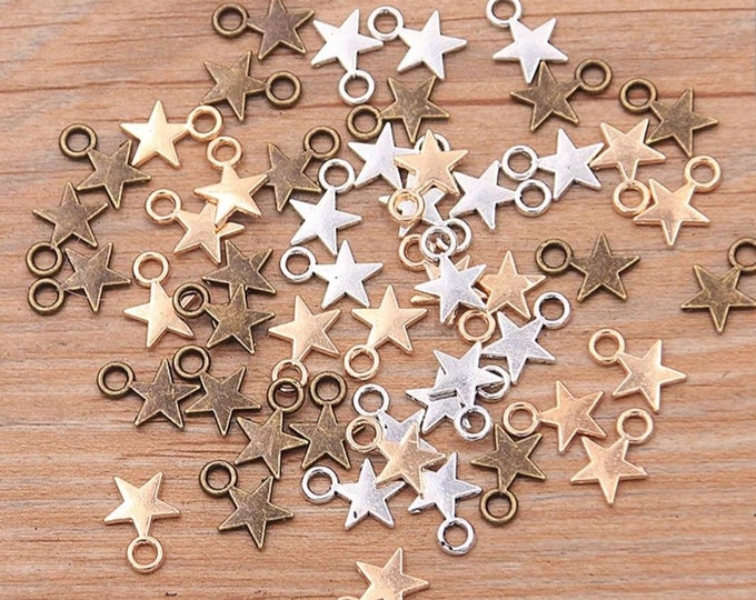 Tiny Star Charms Mini Silver Gold and Bronze Star Charms Star ...