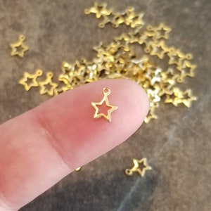20 Teeny Tiny Gold Star Charms Mini Stars Open Stars Celestial Jewelry ...