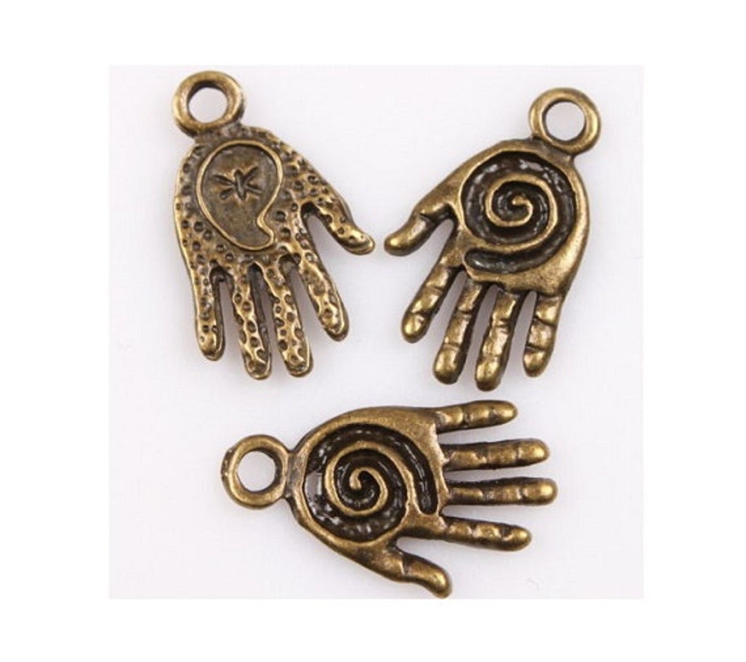 Bronze Healing Hand Charms Spiral Hand Charms Great for All Gifted ...