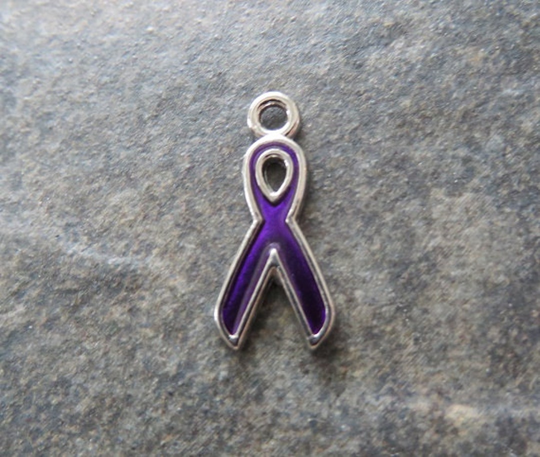 PURPLE RIBBON Charms Enamel Awareness Ribbon Charms Cancer Awareness ...