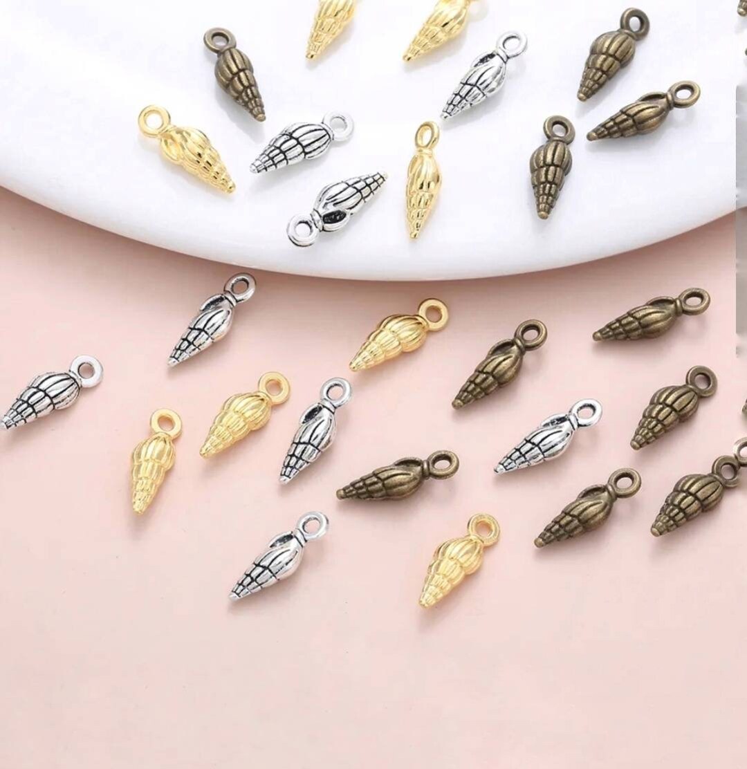 10 Tiny Seashell Charms Mini Conch Charms Silver Bronze Gold Teeny Tiny ...