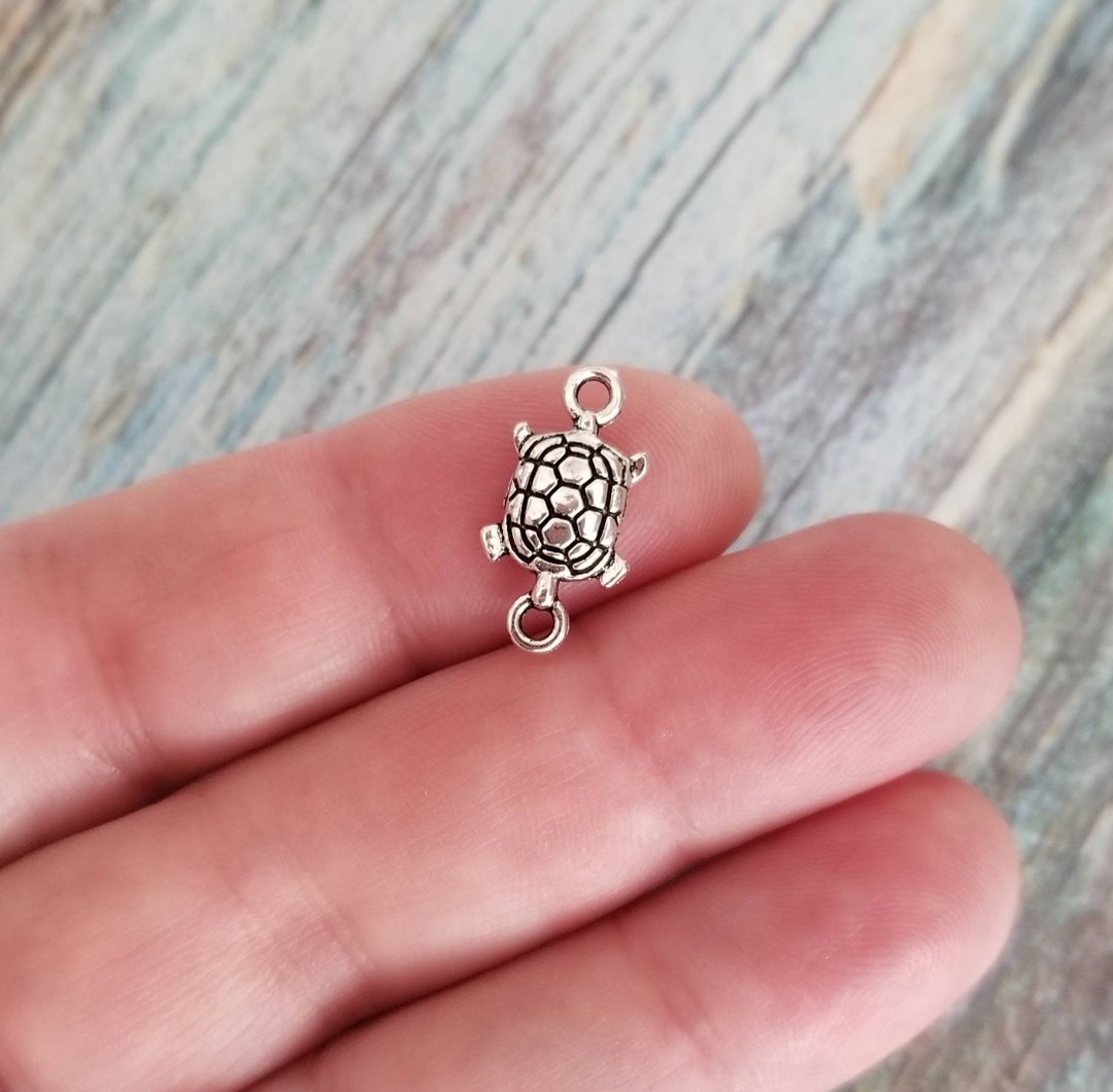 Tiny Turtle Connectors Mini Turtle Charms With 2 Loops Bracelet Jewelry ...