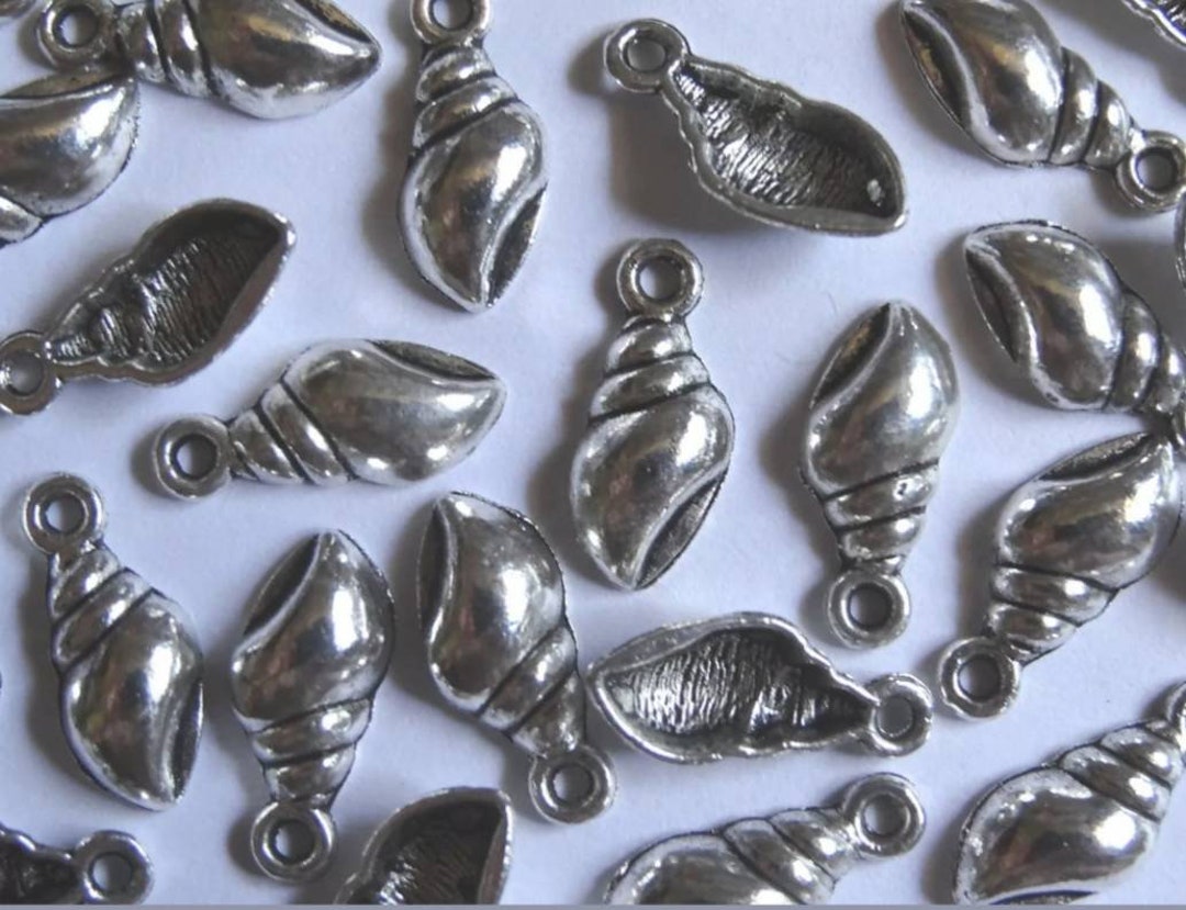 12 Mini Seashell Charms Whelk Charms Tiny Conch Shell Charms Little ...
