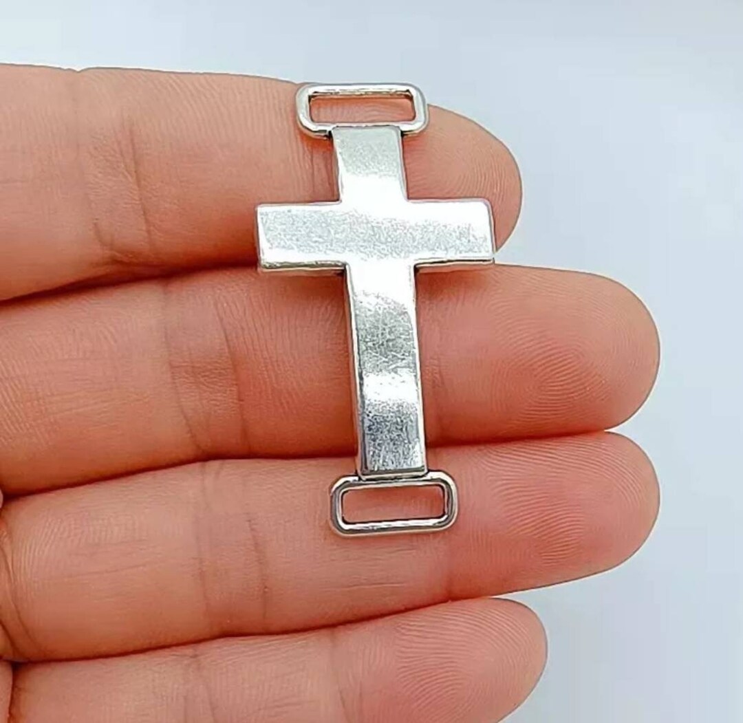 3 Beautiful Silver Cross Connectors Cross Bracelet Connectors Curved ...