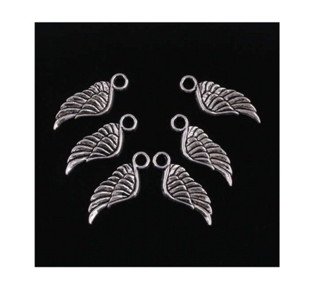 Lovely Angel Wing Charms With Detailed Feathers Small Silver Wing ...
