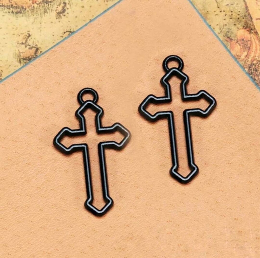 Black Gothic Cross Pendants Large Open Black Cross Charms Black Cross ...