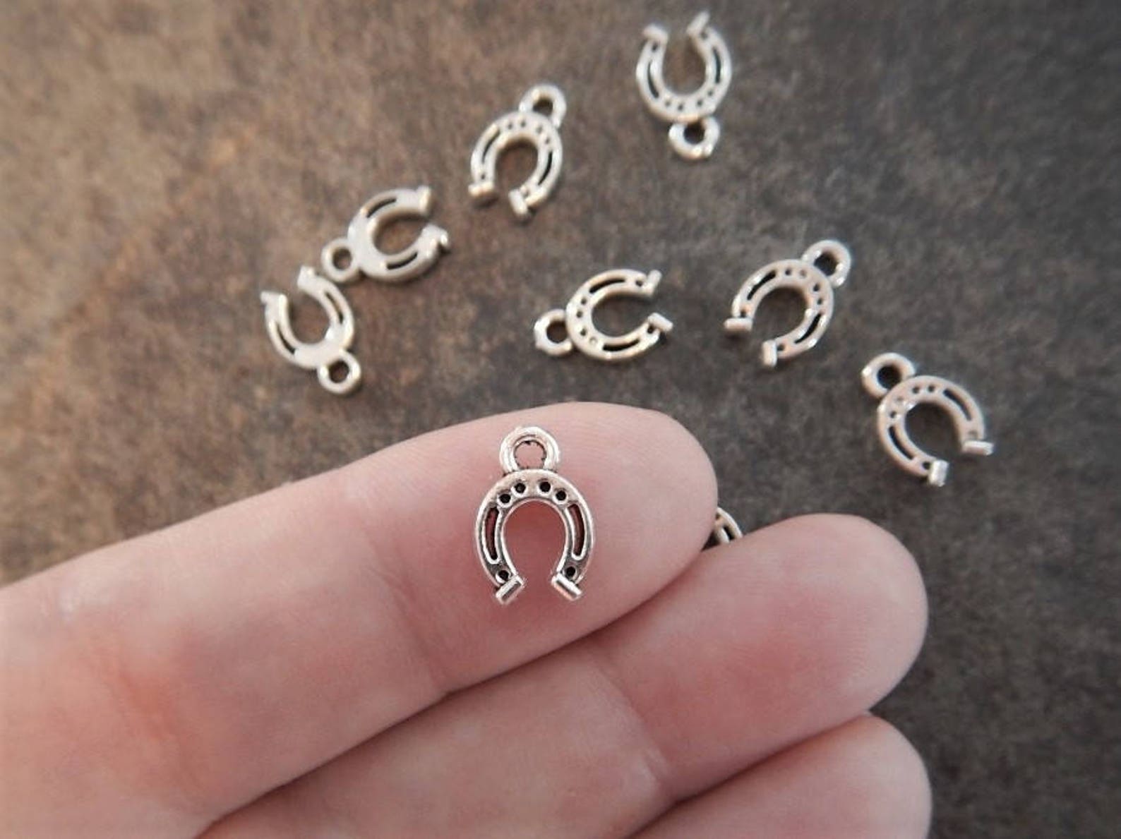 12 Mini Horseshoe Charms Tiny Horseshoes Good Luck Cowboy 8x12mm Wish ...