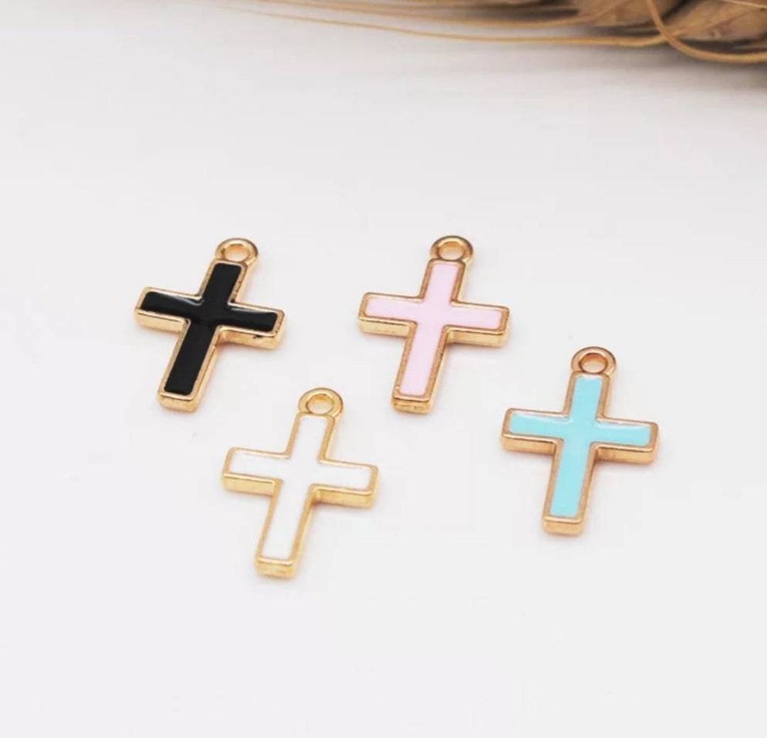 Small Enamel Cross Charms Colorful Religious Charms Enamel Over Gold ...
