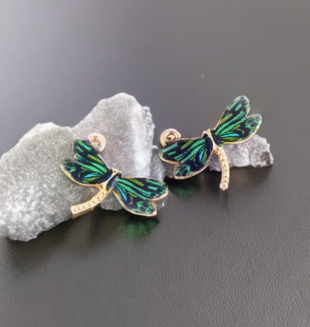 Green Dragonfly Charms Green Enamel Dragonfly Charms Colorful Dragonfly ...