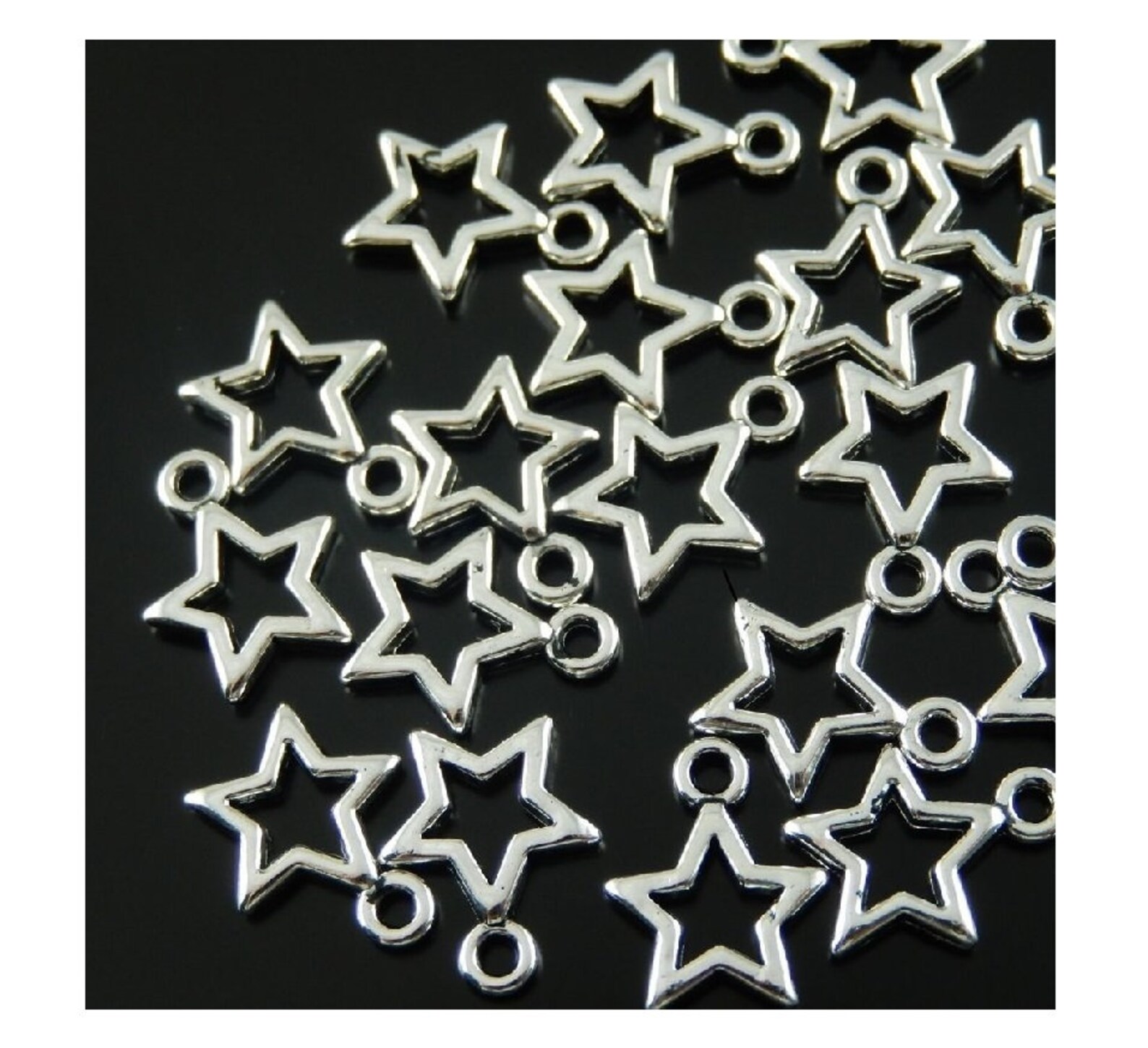 Small Open Star Charms Silver Star Charms Celestial Jewelry | Etsy