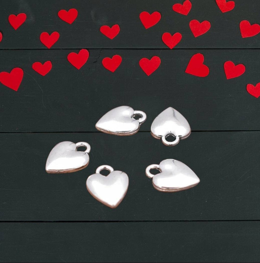 10 Beautiful Heart Charms Small Heart Charms Valentine's Day Charms ...
