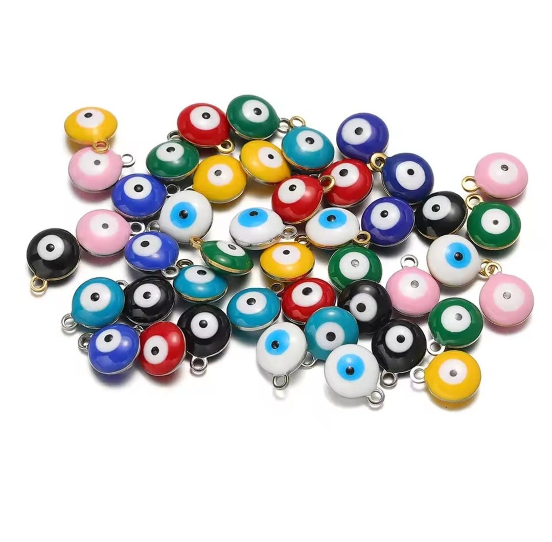 10 Mini Enamel Evil Eye Charms Multicolor Evil Eye Charms Protection ...