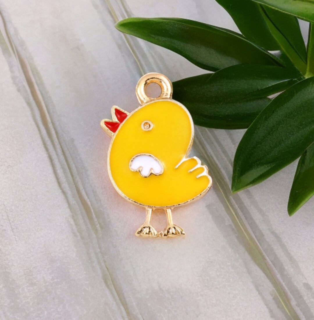 Adorable Baby Chick Charms Yellow Enamel Chicken Charms Farm Barnyard ...