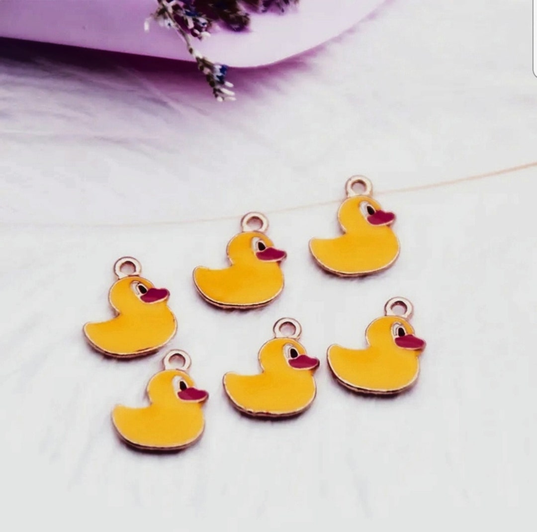 6 Adorable Enamel Duck Charms Little Rubber Duckie Charms Mini Yellow ...