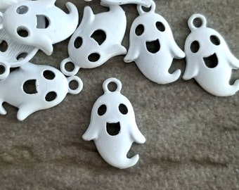 14X20MM 24K Shiny Gold Plated Ghost Charm, Pretty Ghost Charm, Enamel ...