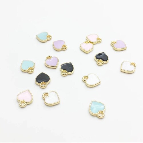 Sweet Mini Open Heart Charms Enamel Colorful Hearts Black - Etsy
