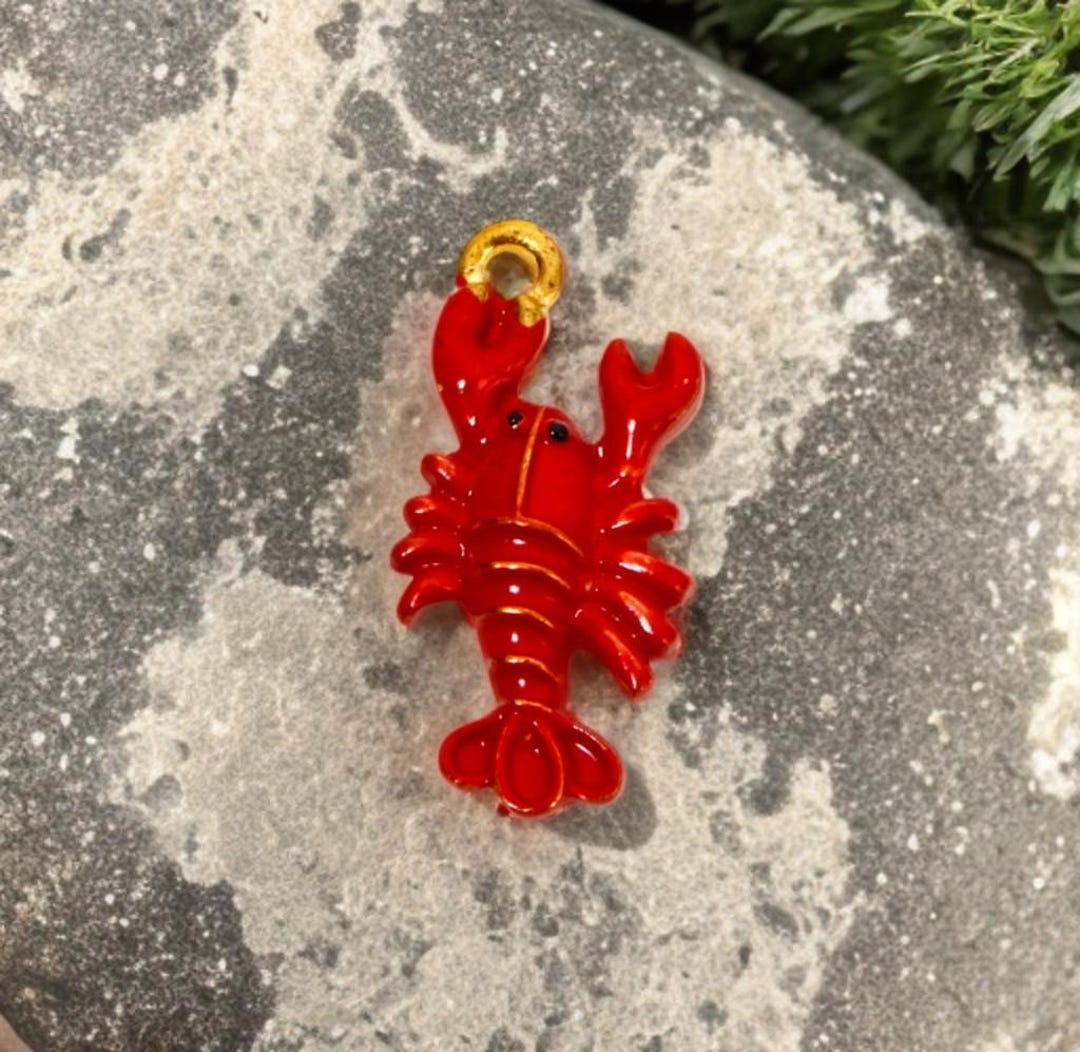 Lobster Charms Red Enameled Lobster Charms Maine Charms Seafood Charms ...