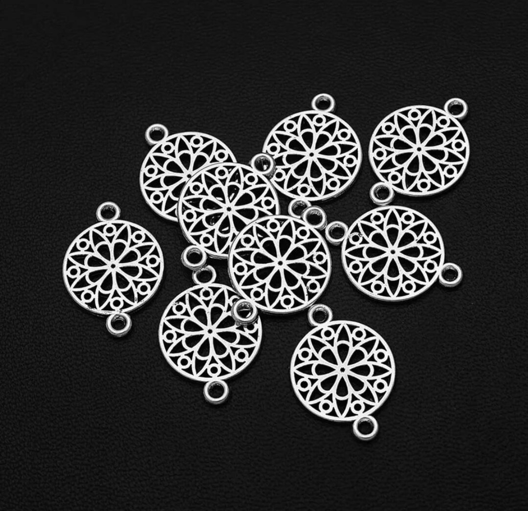 10 Small Flower of Life Connectors Bracelet Connectors Round Flower ...