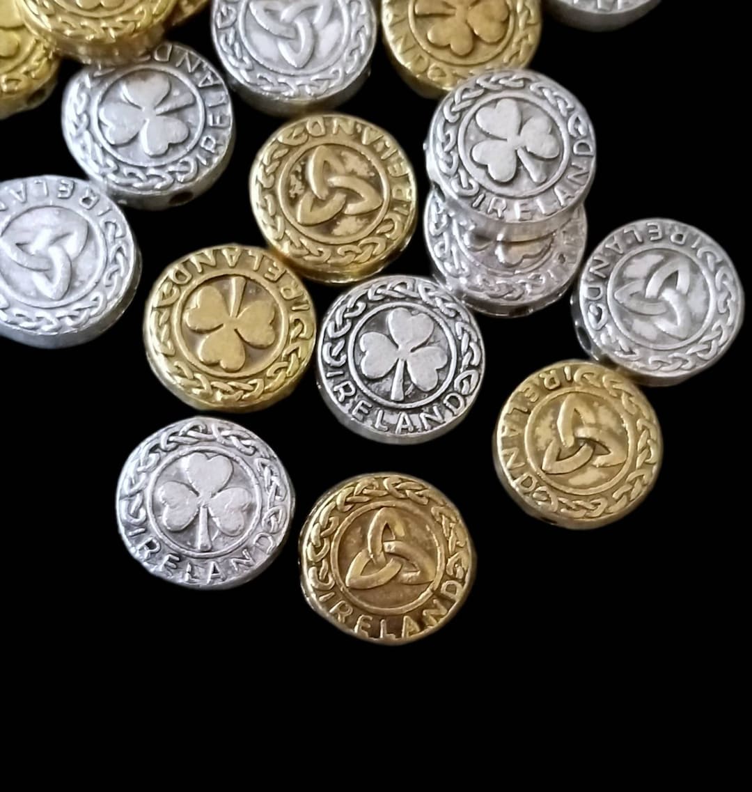 Ireland Beads Antique Gold and Silver Triquetra Beads Celtic Shamrock ...
