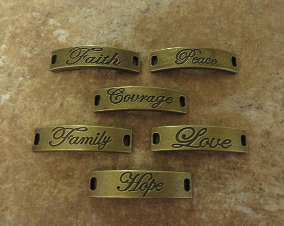 Inspirational Bracelet Connectors Faith Courage Family Hope and Peace ...
