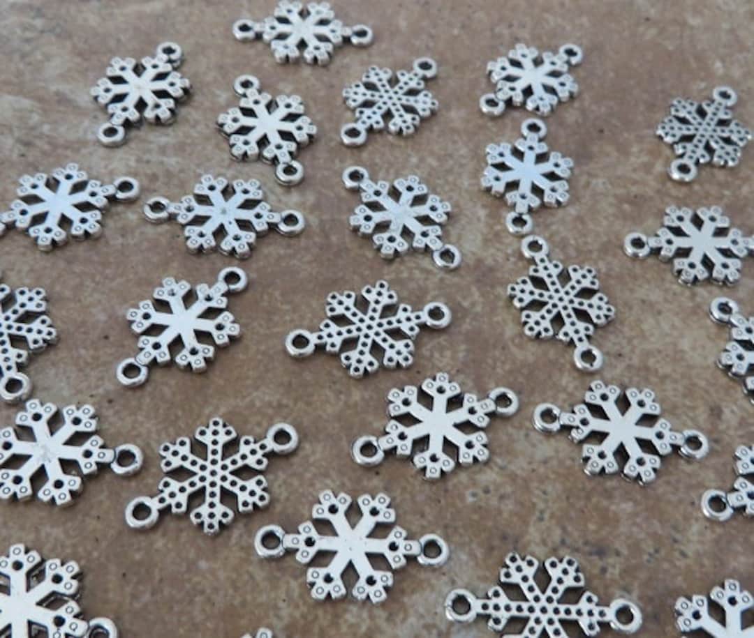 SNOWFLAKE Connectors Snowflake Charms Little Winter Findings Snow ...