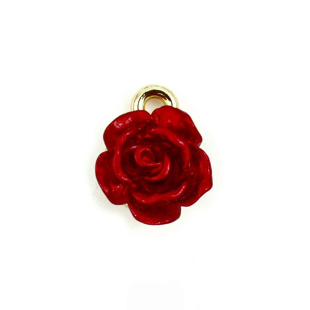 6 Beautiful Teeny Tiny Red Rose Charms Mini Rose Charms Valentine's Day ...