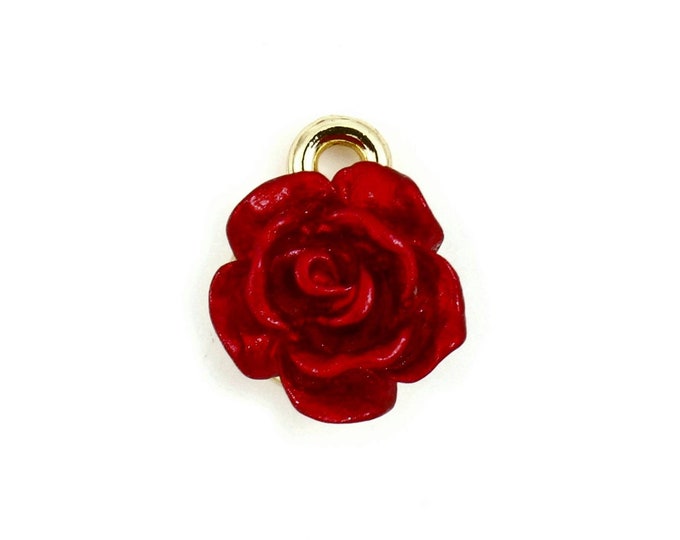 6 Beautiful Teeny Tiny Red Rose Charms Mini Rose Charms Valentine's Day ...