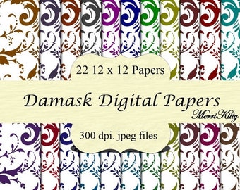 Damask Digital Papers | Etsy