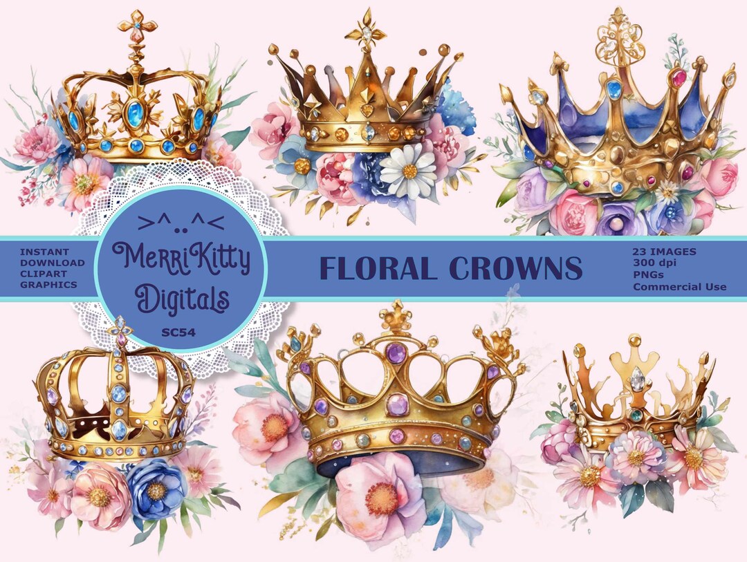Floral Crowns Clipart SC54 23 Flower Crown Graphic Images Instant ...