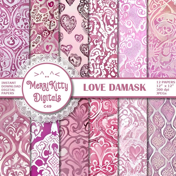 Pink Damask Pattern - Etsy