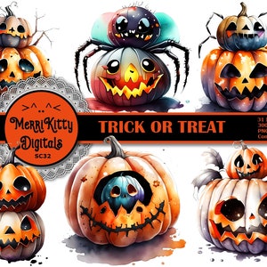 Scary Cute Pumpkin Clipart SC32 31 Pumpkin Graphic Images Instant ...