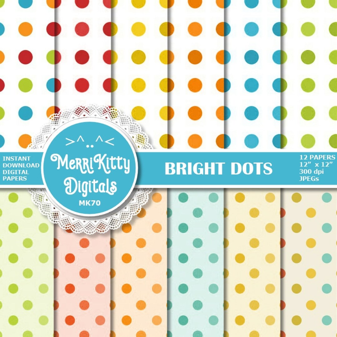 Bright Dots Digital Papers MK70 Instant Download Digital Scrapbook Pack ...