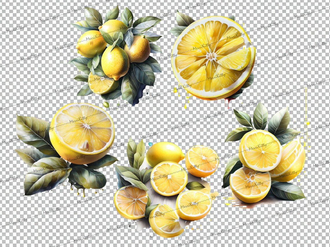 Juicy Lemons Clipart SC12 15 Lemon Graphic Images Instant Download ...