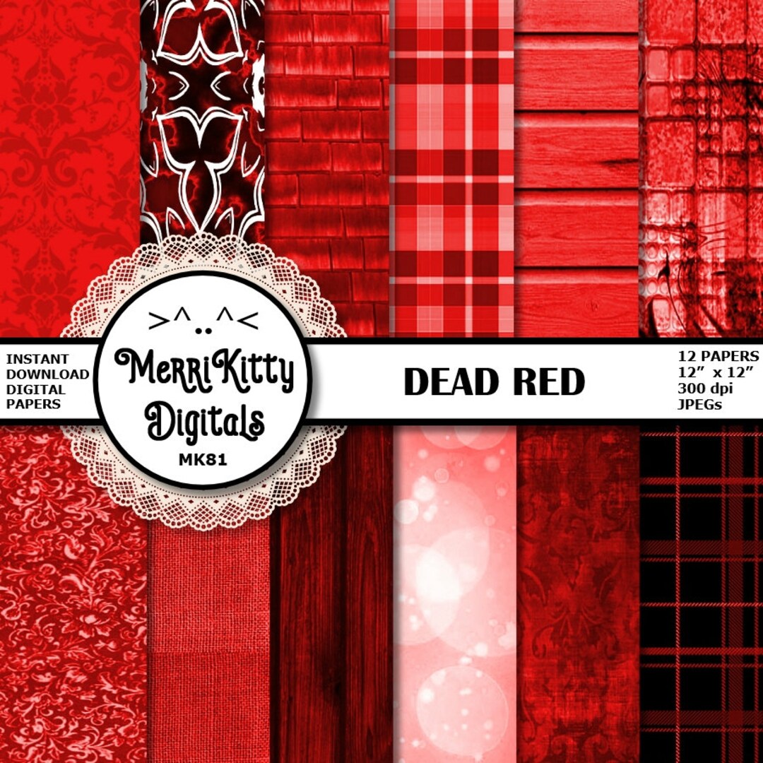 Dead Red Digital Papers MK107 Instant Download Digital Scrapbook Paper ...